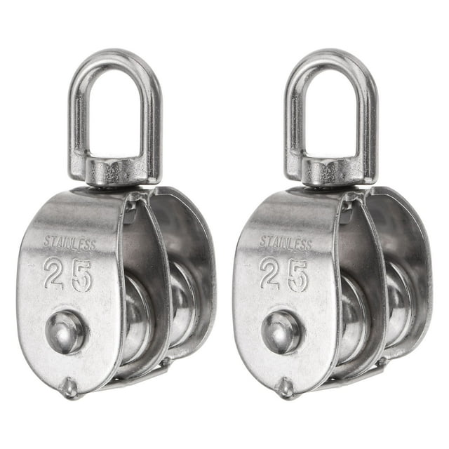 2 Packs M25 Double Pulley Block Stainless Steel Swivel Rigging Lifting ...