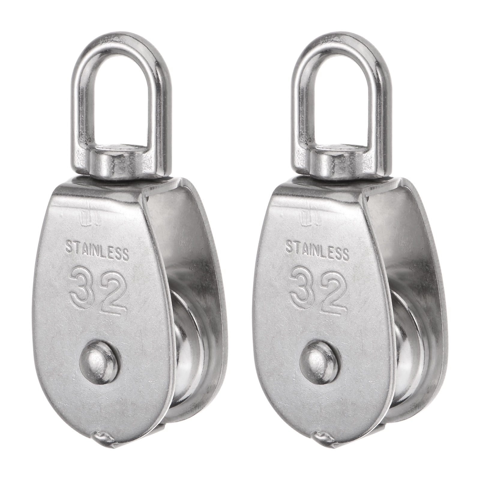 2 Packs M32 Single Pulley Block, 304 Stainless Steel Hanging Wire ...
