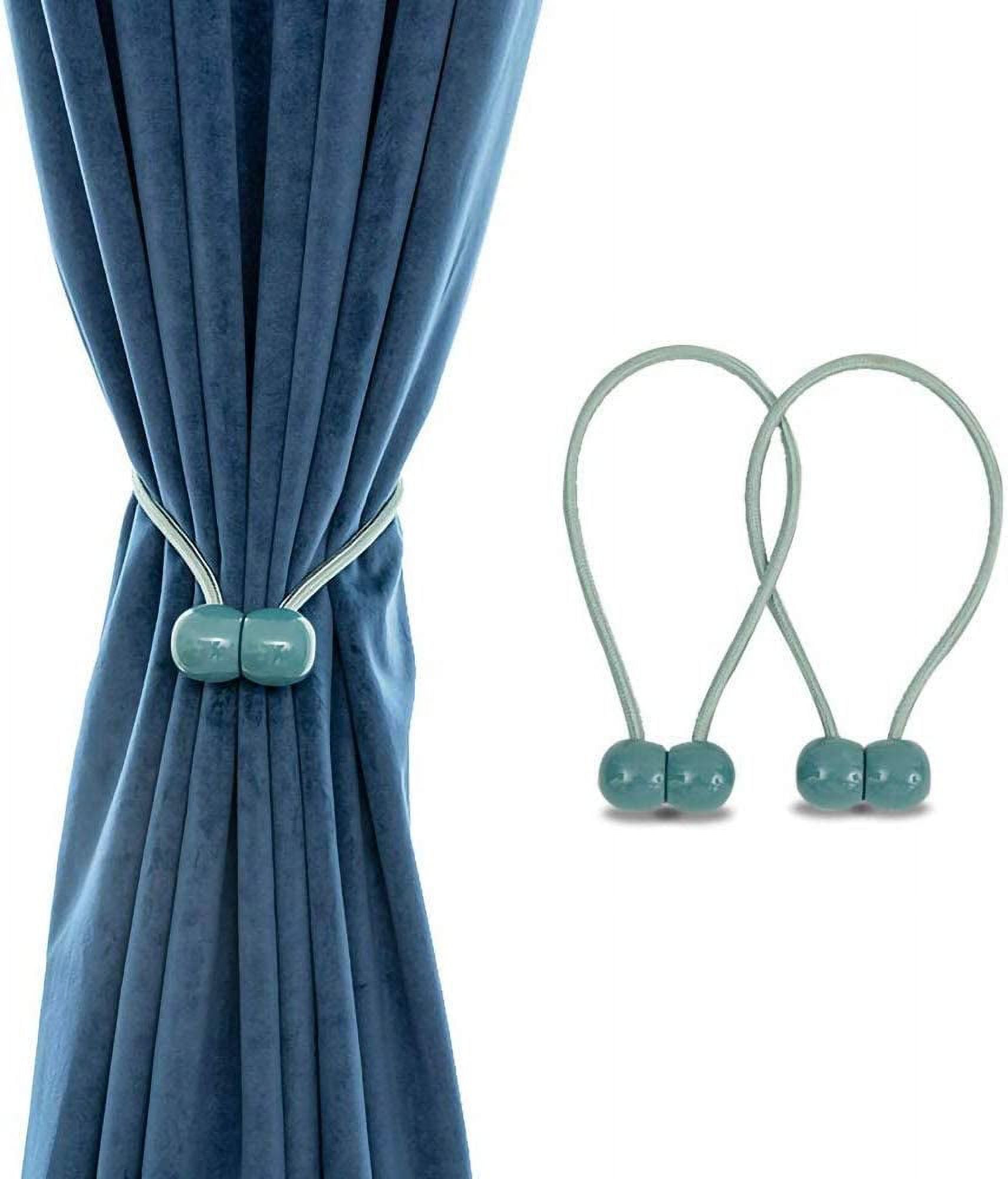 2 Packs Magnetic Curtain Tiebacks with Unique Wooden Balls,Classic ...