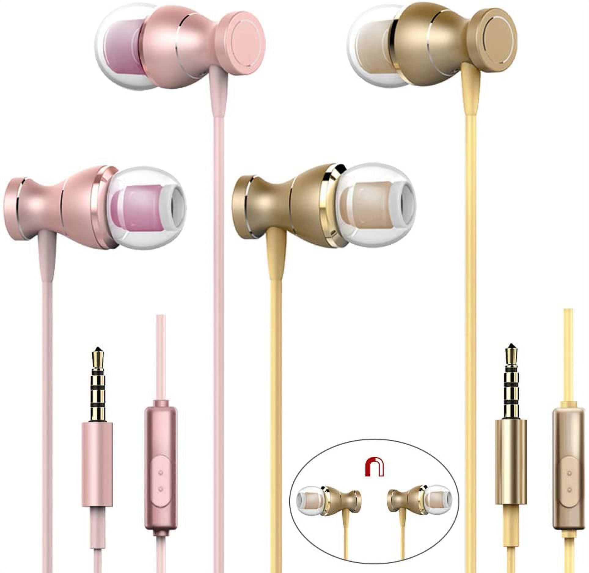 2 Packs Magnetic Earbud Headphones with Remote & Microphone, DaKuan in ...