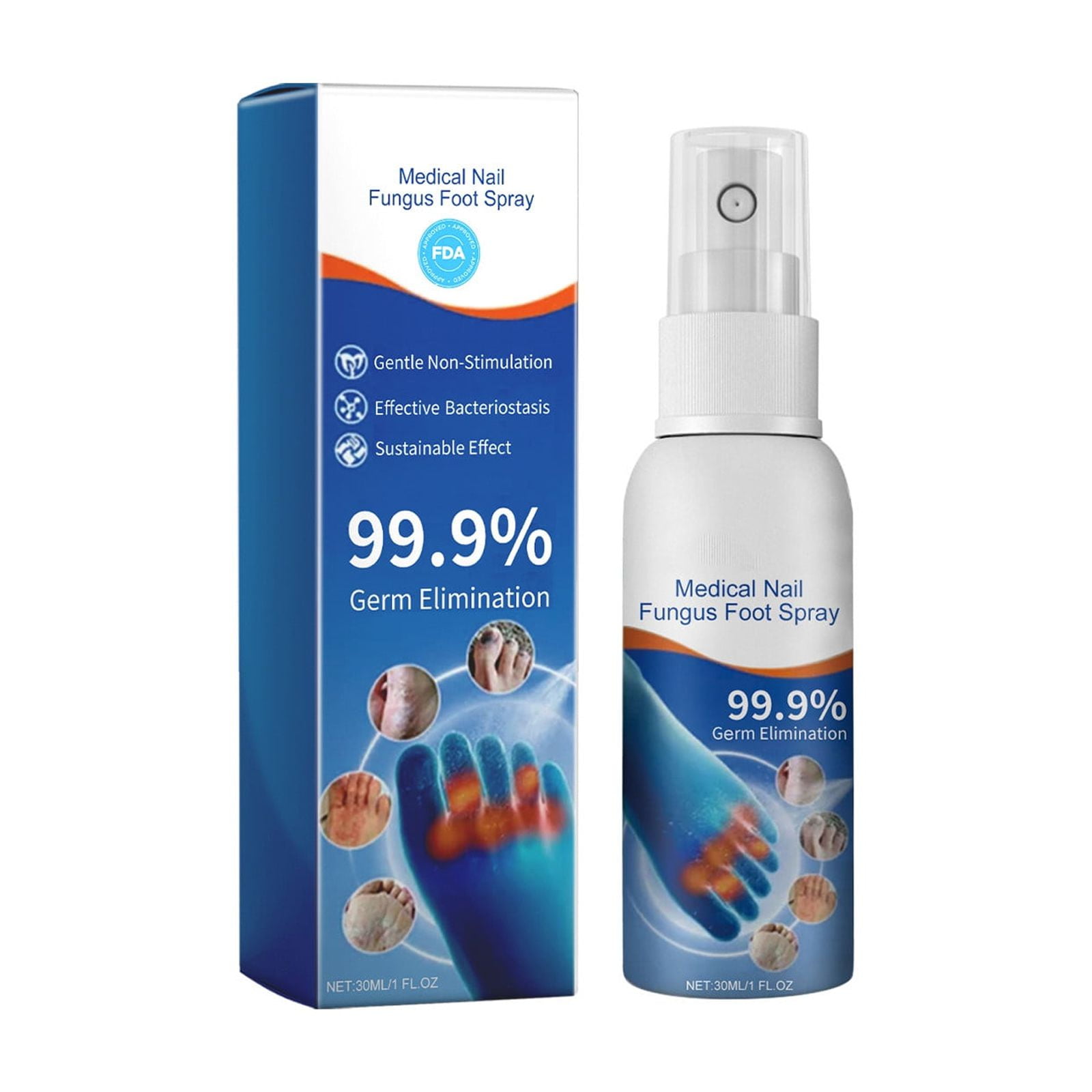 2 Packs Medical Toenail Fungus Foot Spray 30ml/1fl.oz, Gentle Non ...