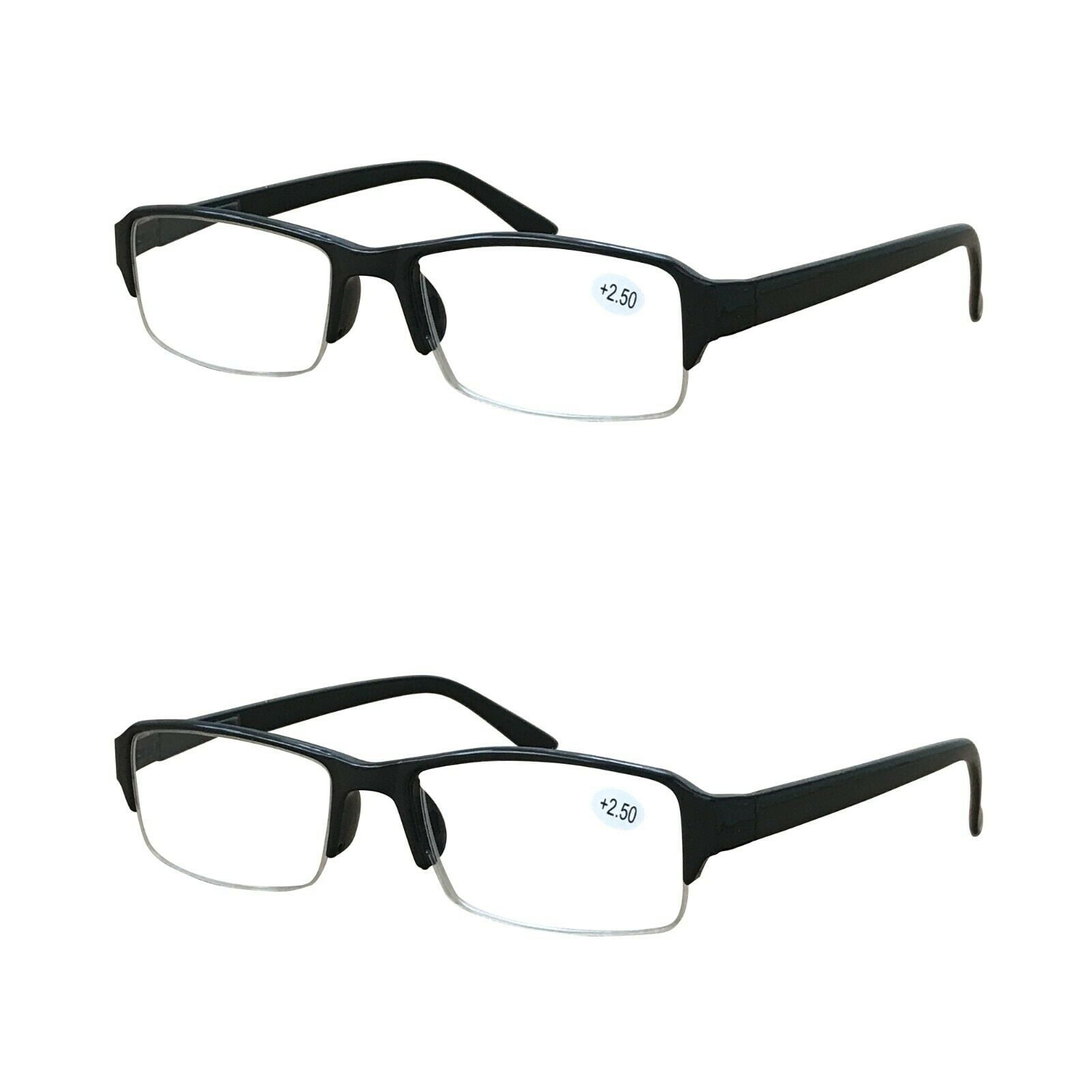 2 Packs Men Women Rectangular Half Frame Blue Light Blocking Reading ...