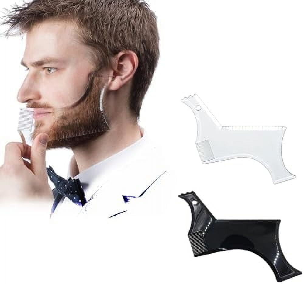 2 Packs Men's Beard Shaping & Styling Tools with Inbuilt Comb Beard Lineup Guide Template for ...
