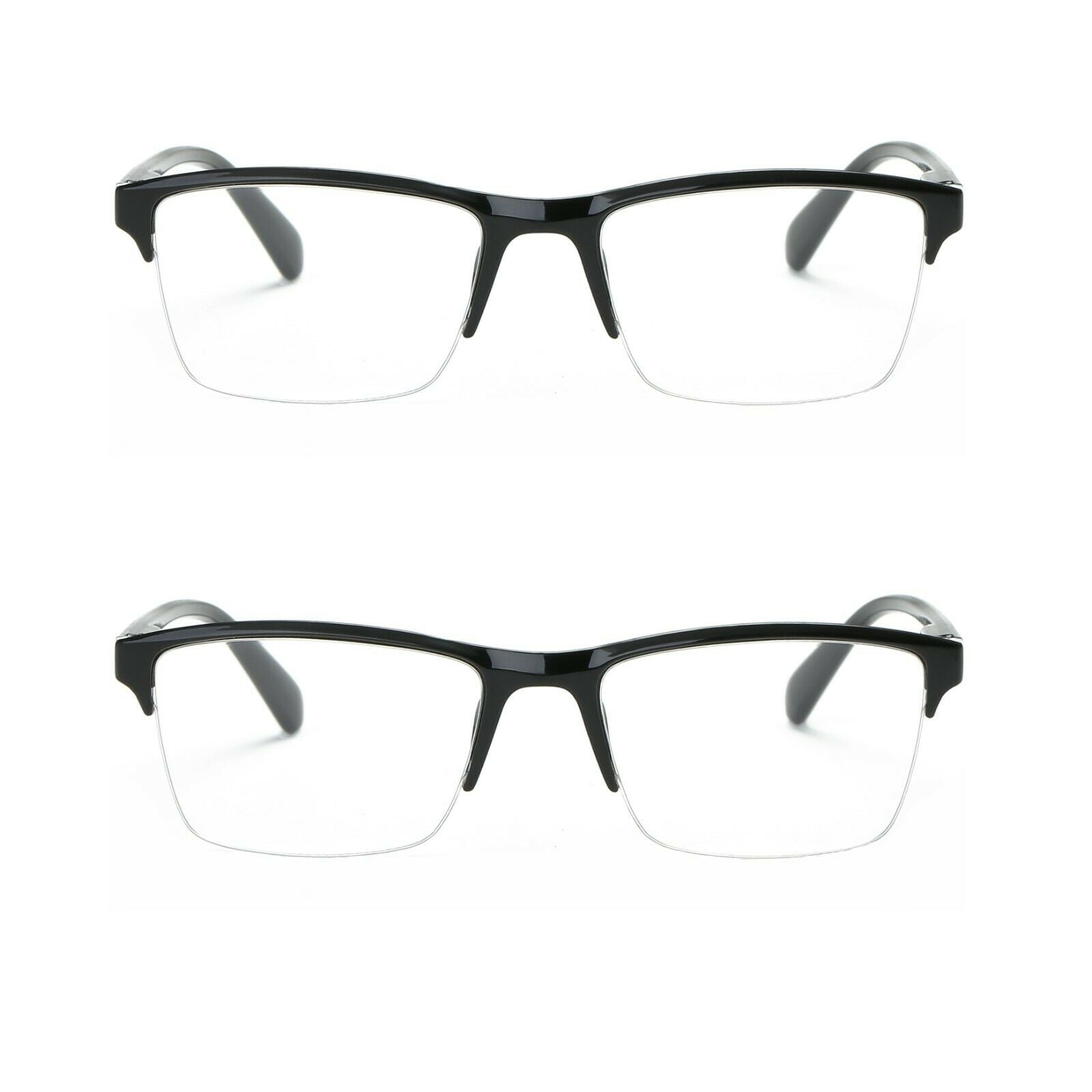 2 Packs Mens Womens Unisex Square Half Frame Reading Glasses Black ...