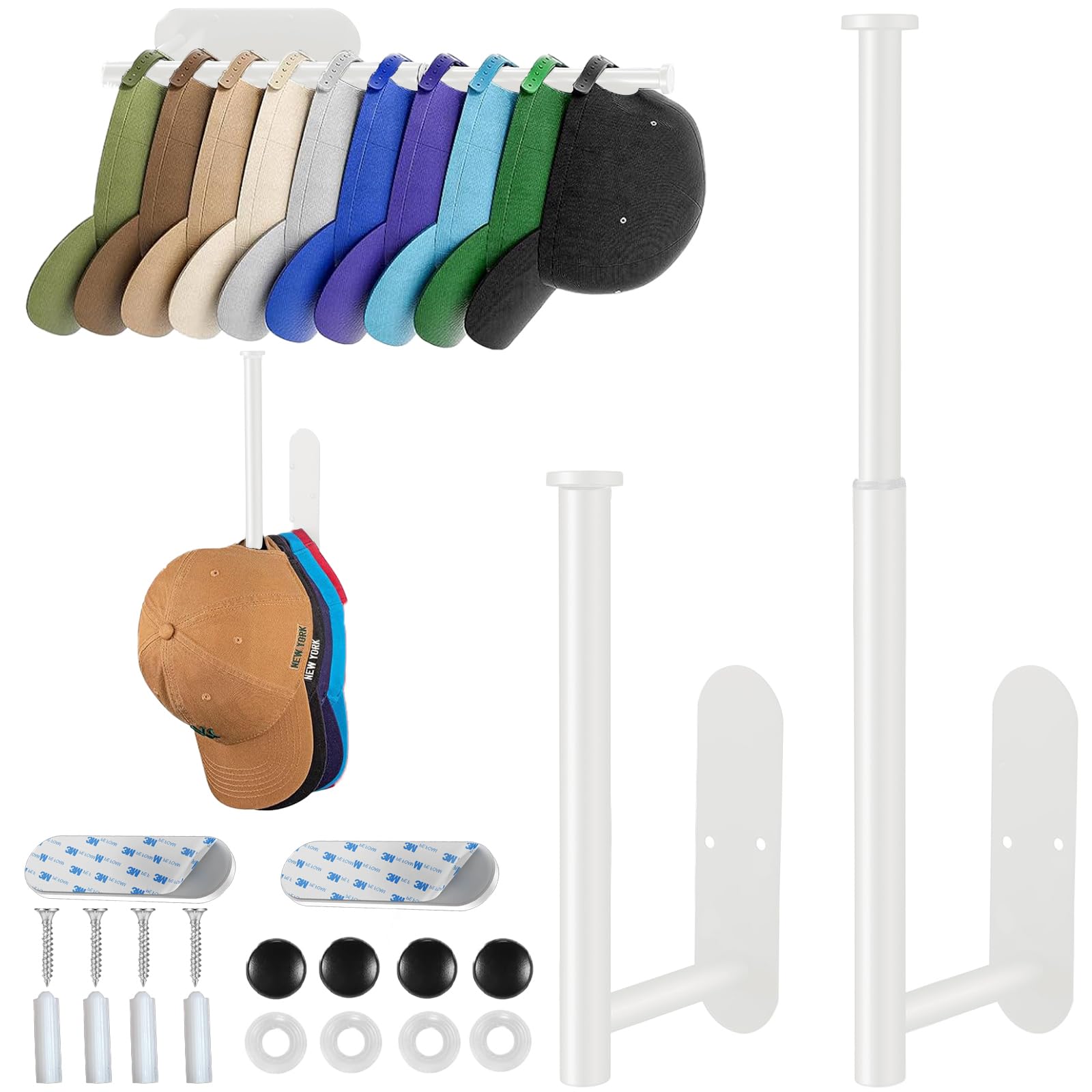 2 Packs Metal Hat Racks for Baseball Caps, Baseball Hat Racks 8.85-14 ...