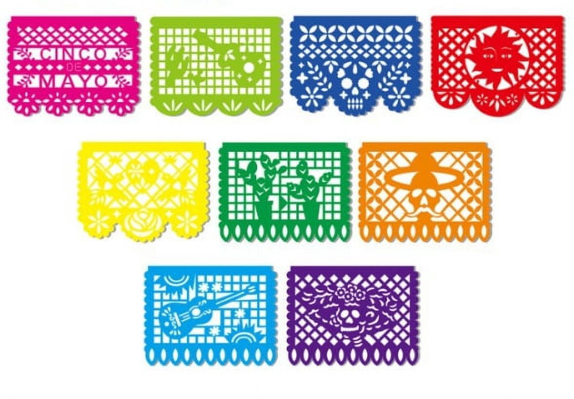 2 Packs Mexican Party Banner Feet Fiesta Banner Plastic Papel Picado ...