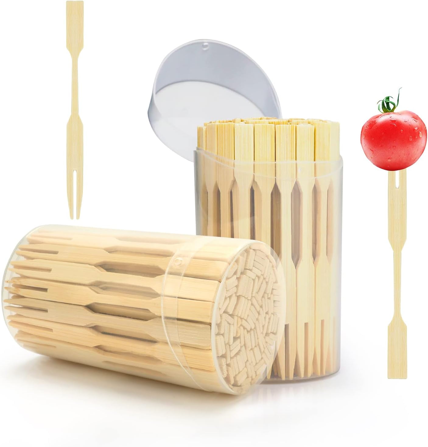 2 Packs Mini Bamboo Forks 3.5 inch, Small Forks for Appetizers ...