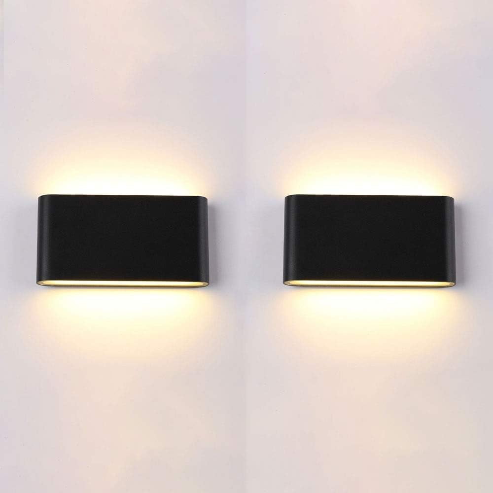 2 Packs Modern LED Waterproof Wall Lamp, 10W Aluminum Indoor Outdoor ...