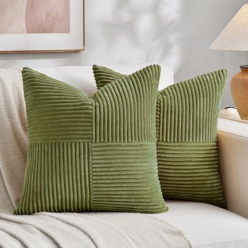 2 Packs Moss Green Big Decorative Throw Pillow Covers 24x24 Inch for ...