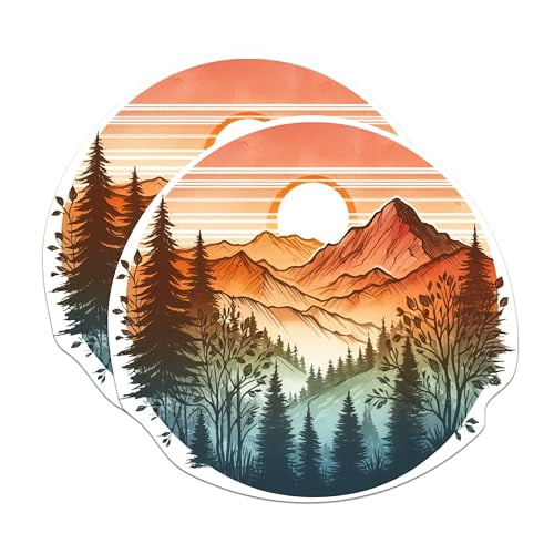 (2 Packs) Mountains with Sunset Magnets - Outdoorsman Nature Hiking ...