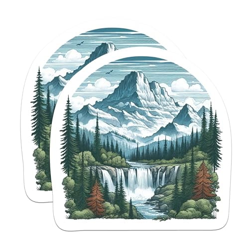 (2 Packs) Mountains Waterfall Forest Magnets - Nature Outdoorsman ...