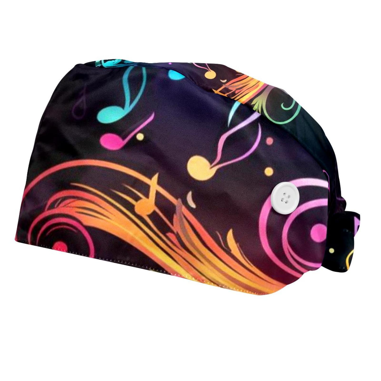 2 Packs Music Note Surgical Cap with Buttons for Long Hair - Walmart.com
