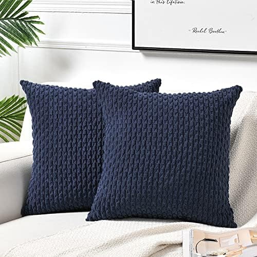 2 Packs Navy Blue Decorative Throw Pillow Covers 22x22 Inch for Couch ...
