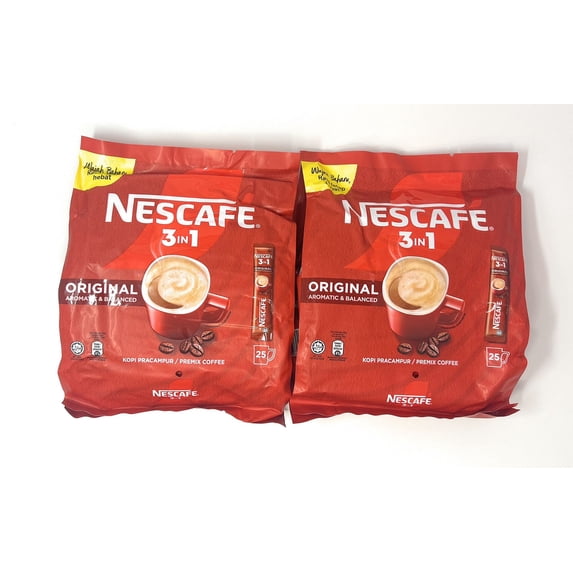 NESCAFÉ 3-in-1 Premix Instant Coffee, 2 Packs of 25 Sticks - Walmart.com
