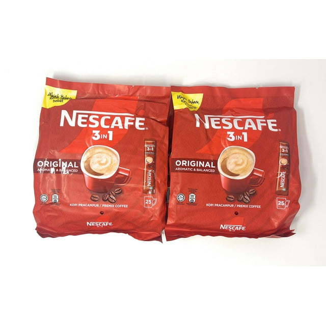 2 Packs Nescafe 3-in-1 ORIGINAL Premix Instant Coffee Single Serve ...