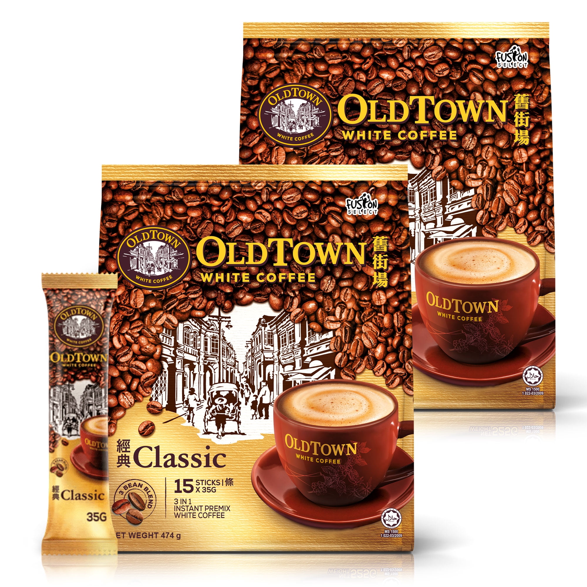 Old Town 3 in 1 Instant White Coffee, Classic, 2 Packs, 30 Sachets ...