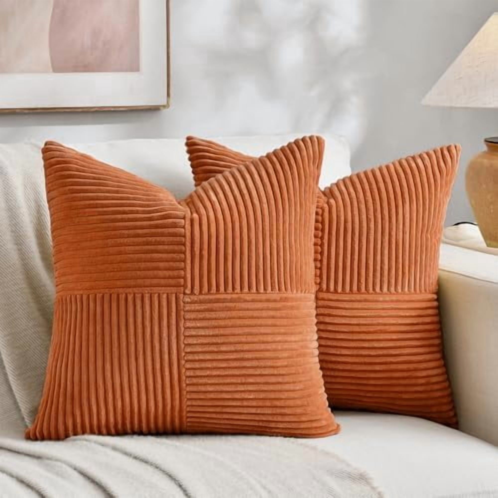 2 Packs Orange Fall Decorative Throw Pillow Covers 16x16 Inch for ...