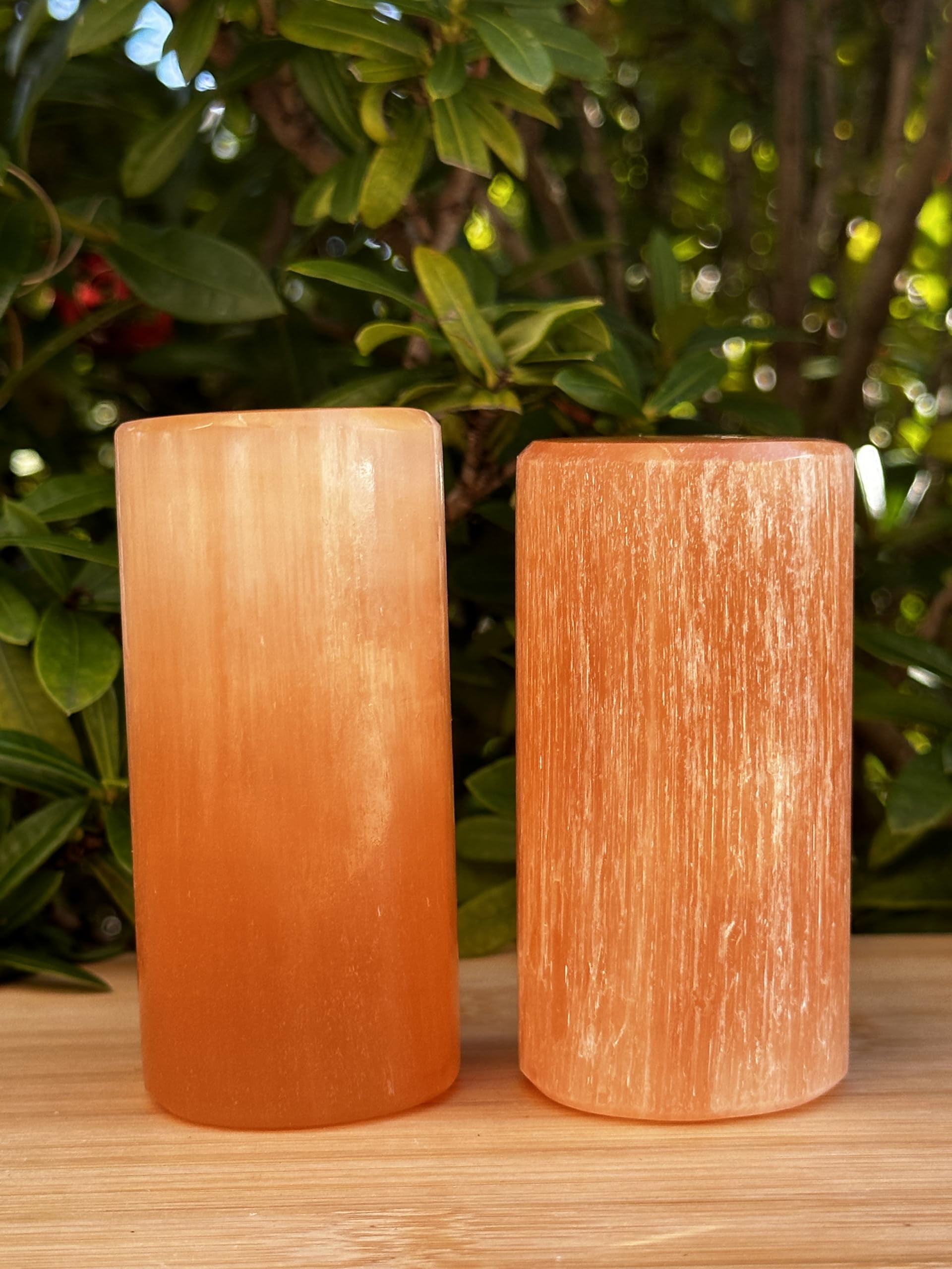 2 Packs Orange Selenite Harmonizer Cylinder, Cylinder Gemstone Gypsum ...