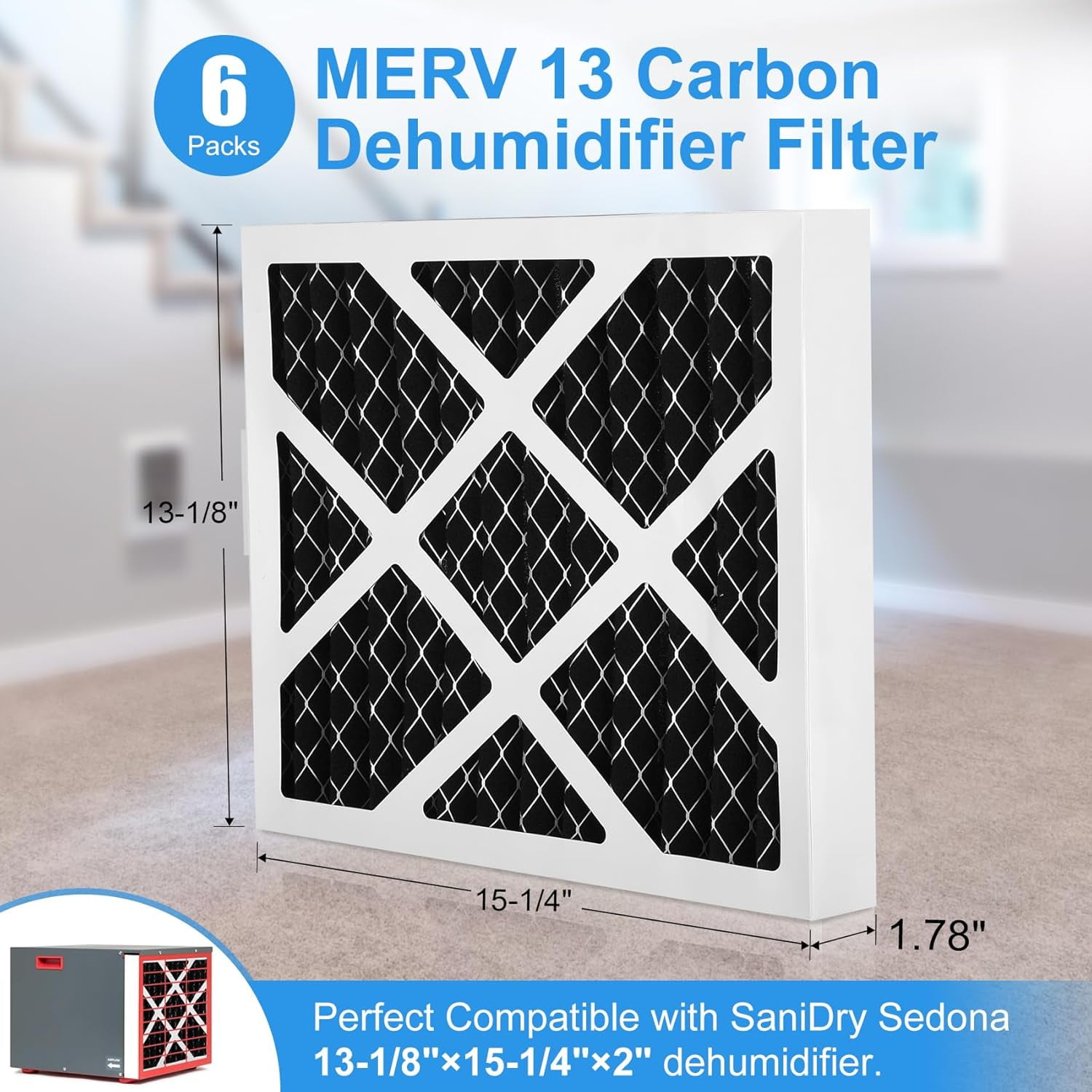 2 Packs PN07126 MERV 13 Carbon Filter Compatible with Sanidry Sedona ...