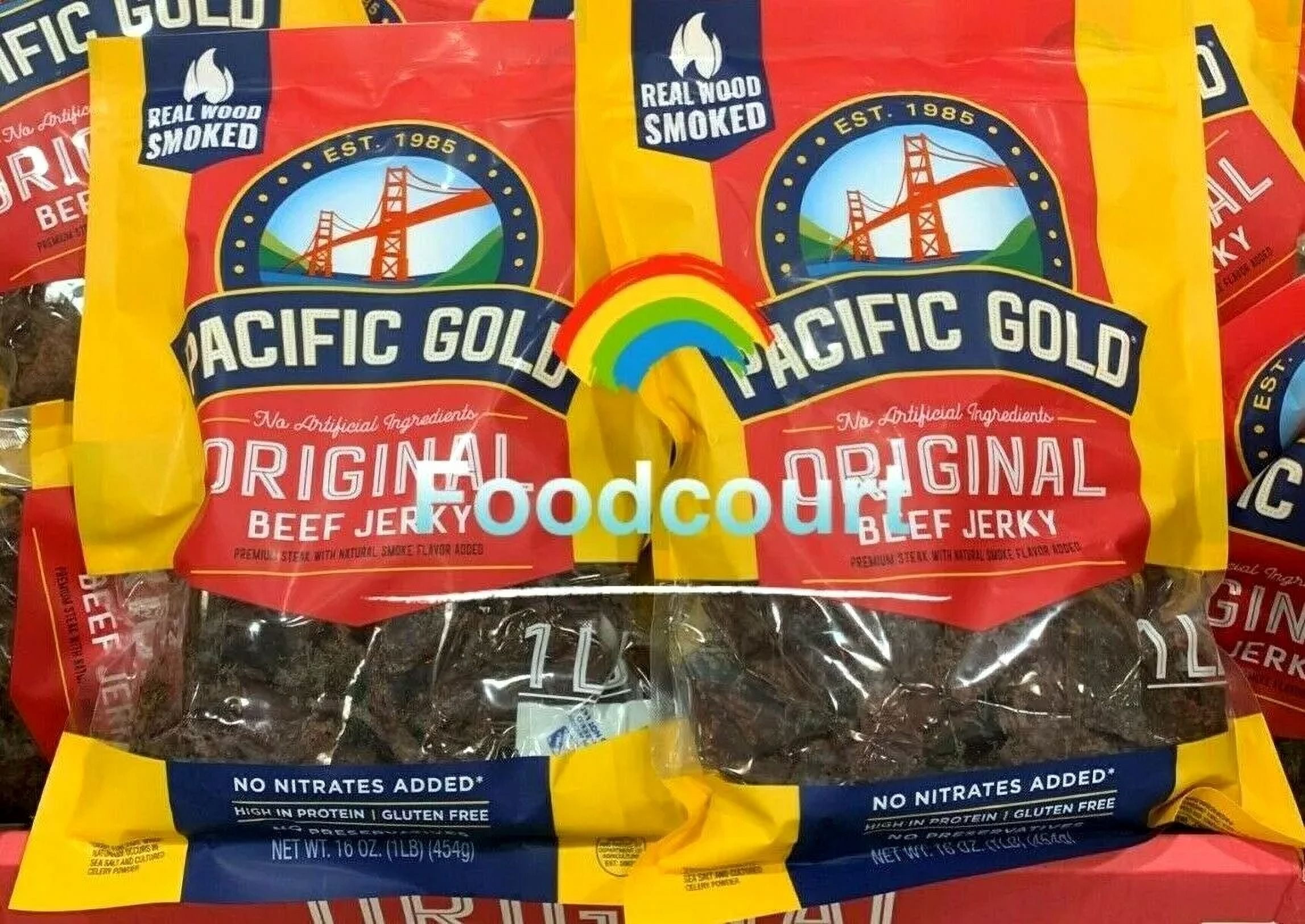 2 Packs Pacific Gold Natural Wood Smoked Original Beef Jerky 16 oz Each ...