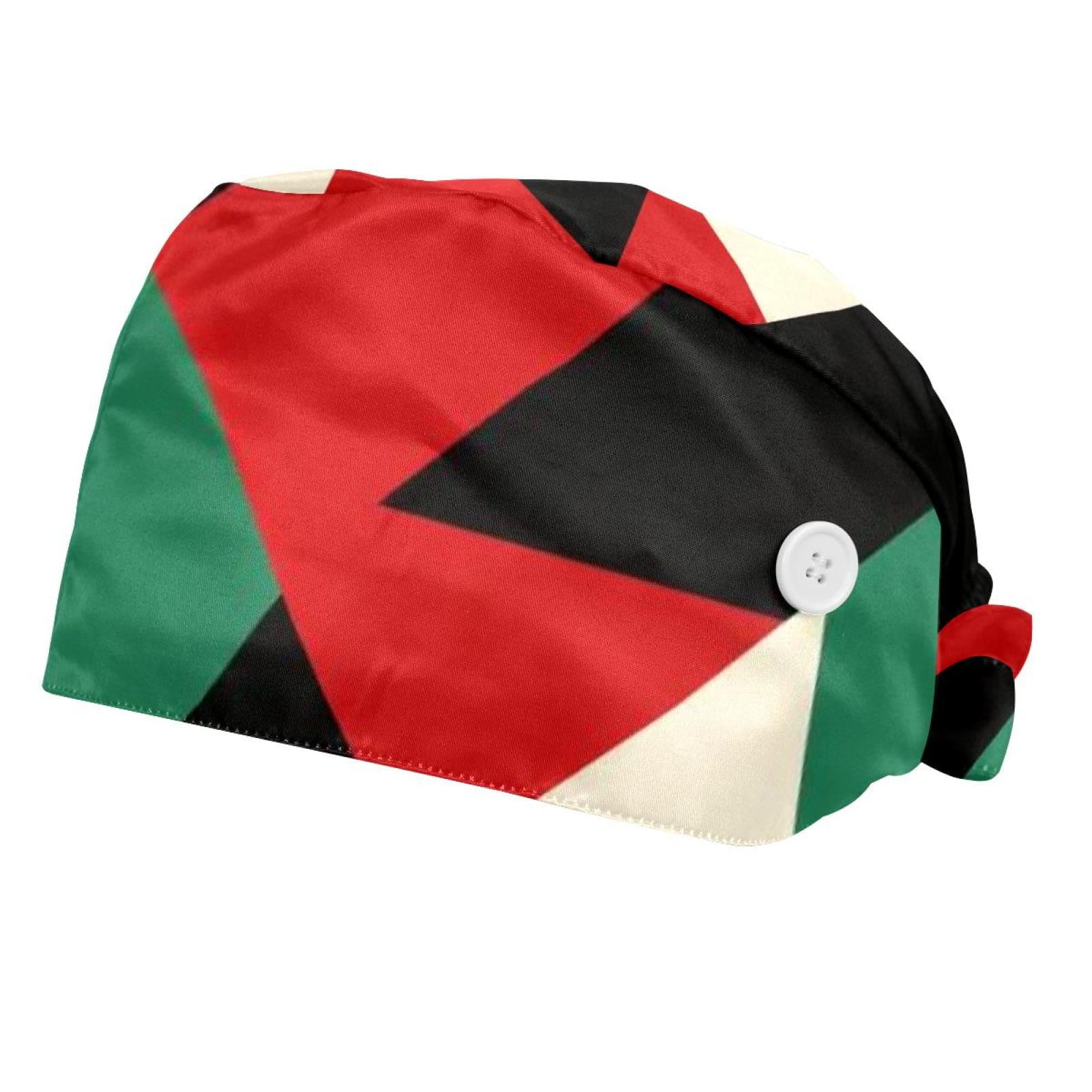 2 Packs Palestine Working Hat Adjustable Scrub Cap with Buttons and ...