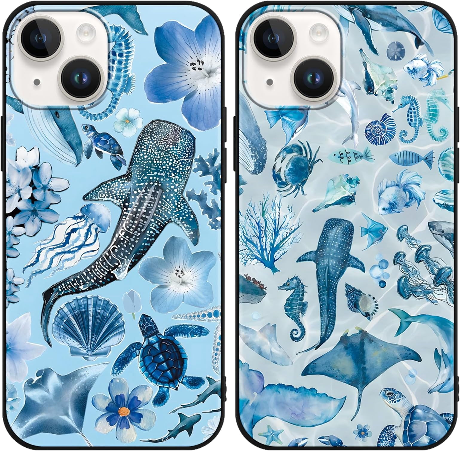 2 Packs Pattern Phone Case for iPhone 15 6.1", Cute Flowers Aesthetic ...