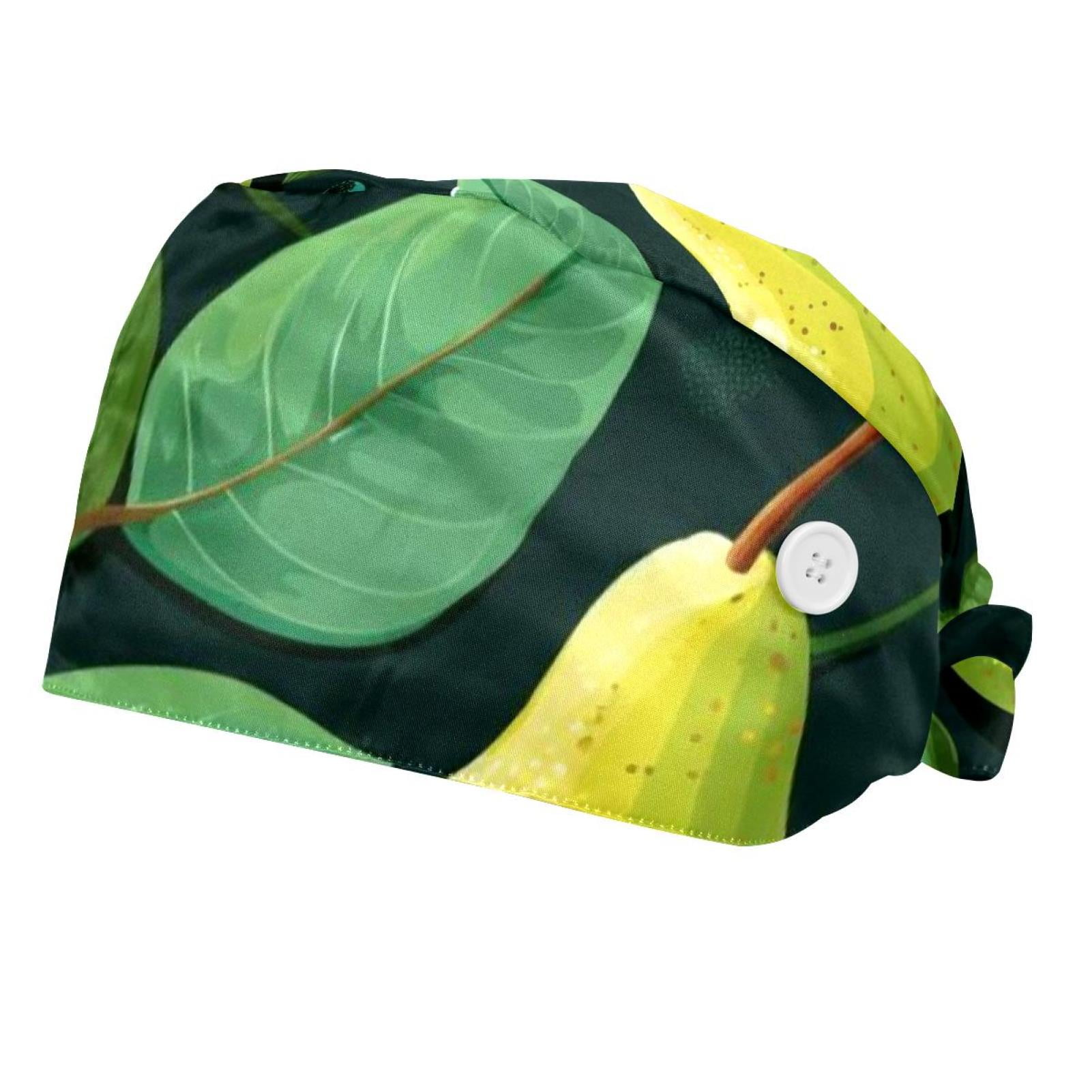 2 Packs Pear Working Hat Adjustable Scrub Cap with Buttons and ...