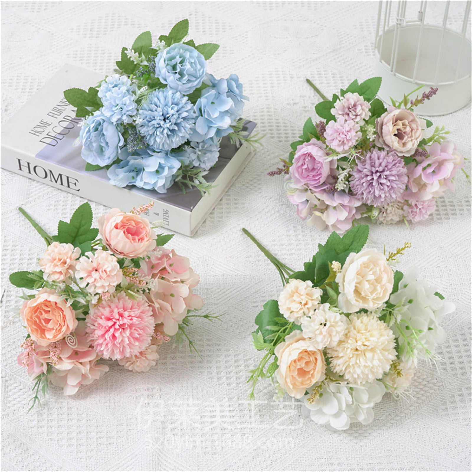 2 Packs Peonies Artificial Flowers, Light Pink Artificial Peonies, Silk ...