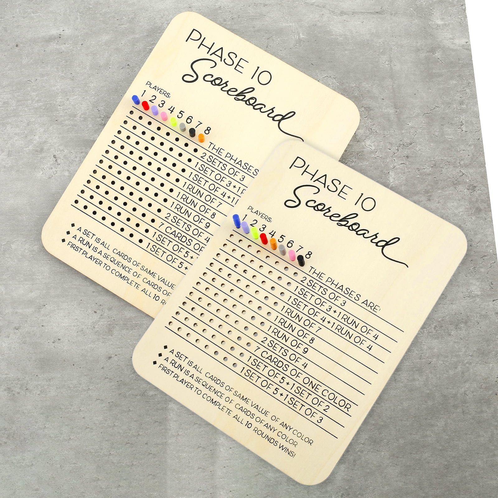 2 Packs Phase 10 Score Board Solid Phase 10 Card Board Kit Easy to Read ...