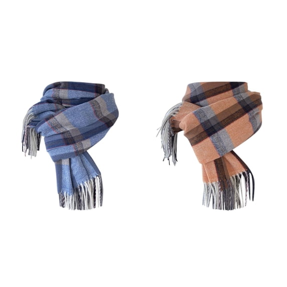 2 Packs Plaid Scarf for Women Thick Warm Long Shawl Cold Weather Long ...