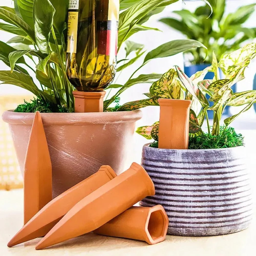 2 Packs, Plant Self-Watering Stakes, Terracotta Automatic Plant Waterer ...