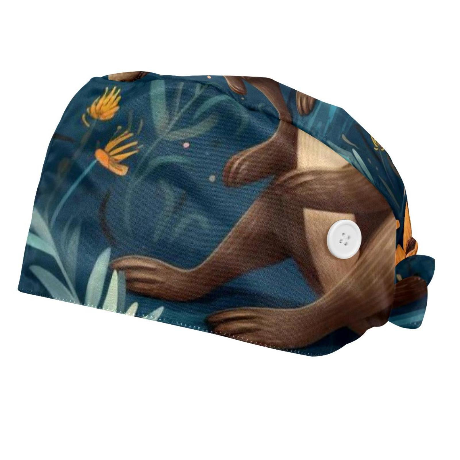 2 Packs Platypus Duckbill Surgical Cap with Buttons for Long Hair ...