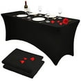 2 Packs Polyester Fitted Rectangular Tablecloths 8ft Stretchable ...