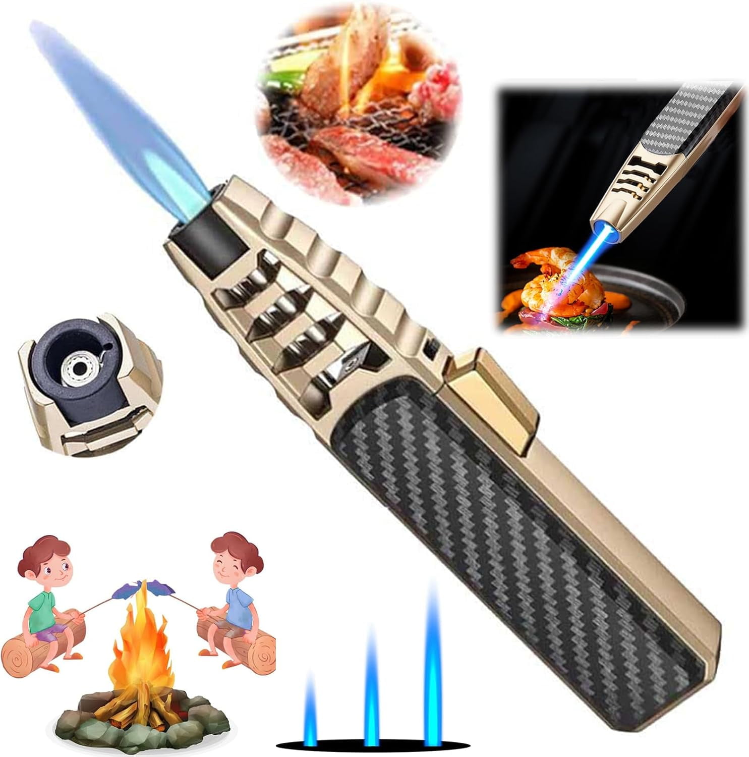 2 Packs Portable Brightfire, Turbine Jet Bright Fire Lighter, Windproof Straight Torch Blue ...