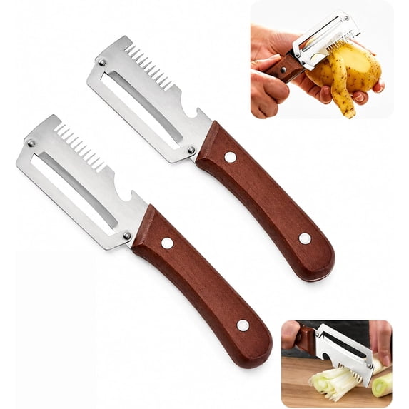 2 Packs Premium with Wooden Handle and Bottle Opener, Multi-Functional ...