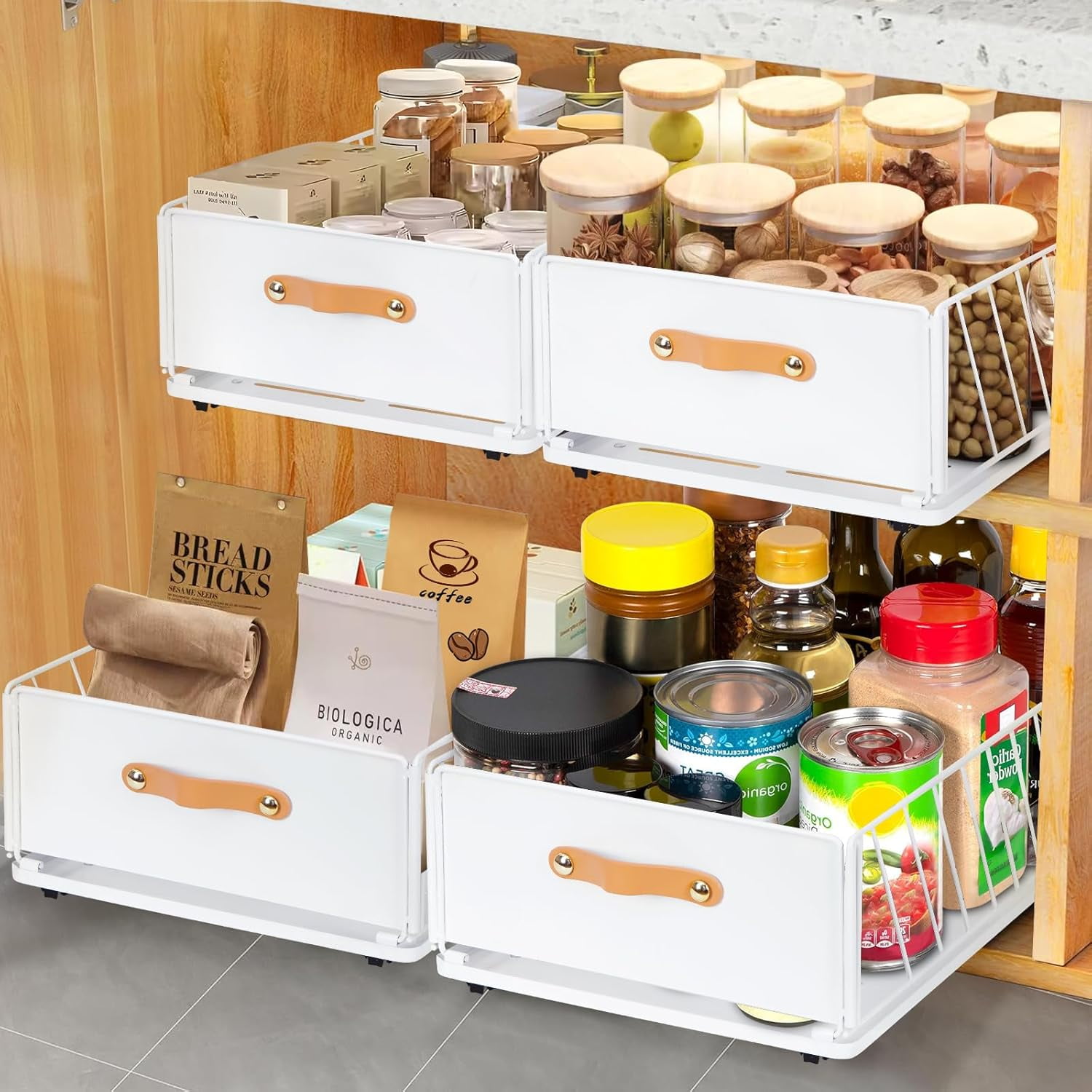 2 Packs Pull Out Cabinet Organizer, Pull Out Drawers for Cabinets with ...