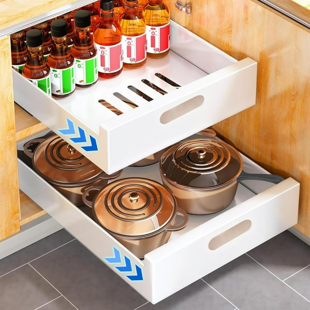 2 Packs Pull Out Cabinet Organizer, Slide out Drawers for Kitchen ...