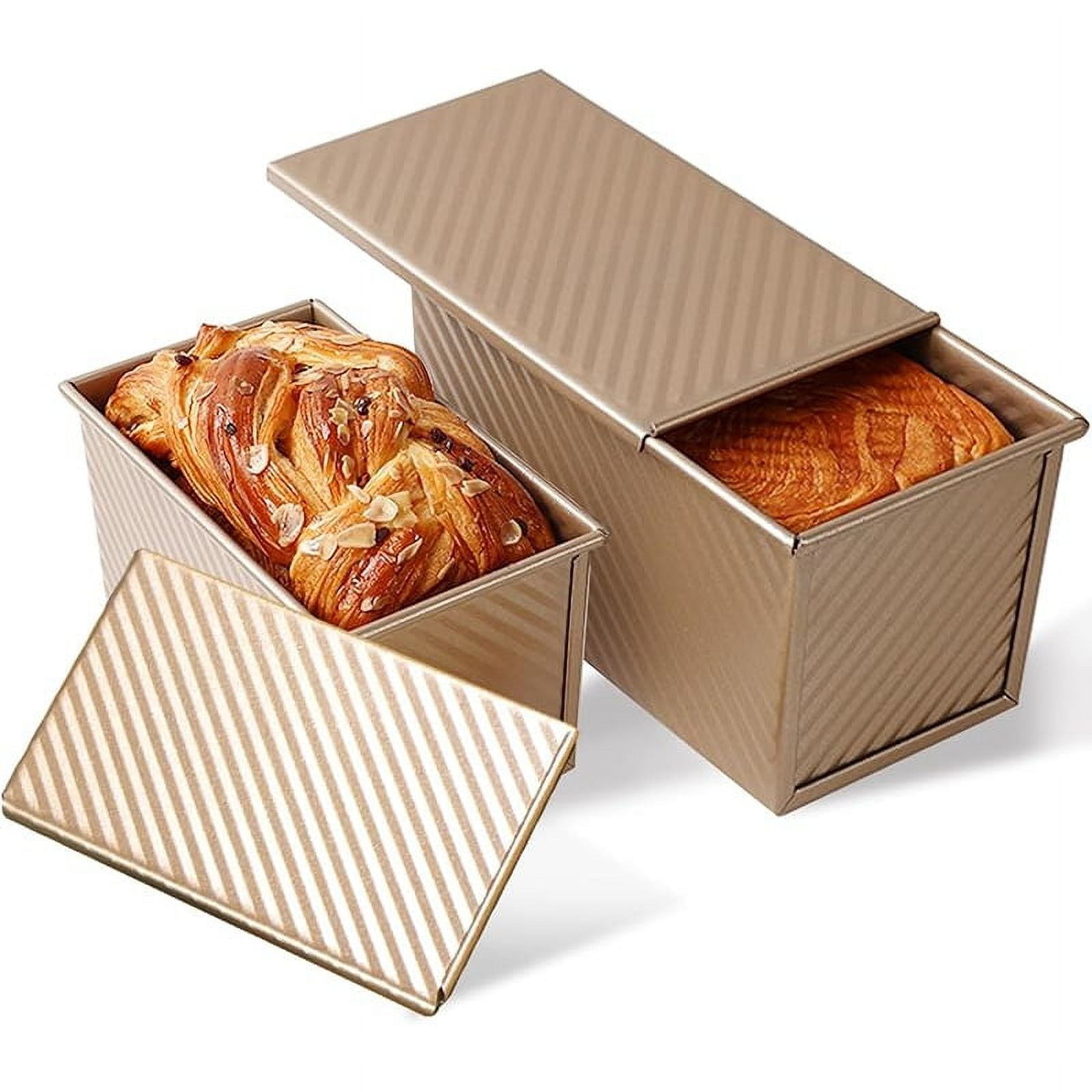 2 Packs Pullman Loaf Pan with Lid, 1 lb Dough 0.5 lb Dough Capacity ...