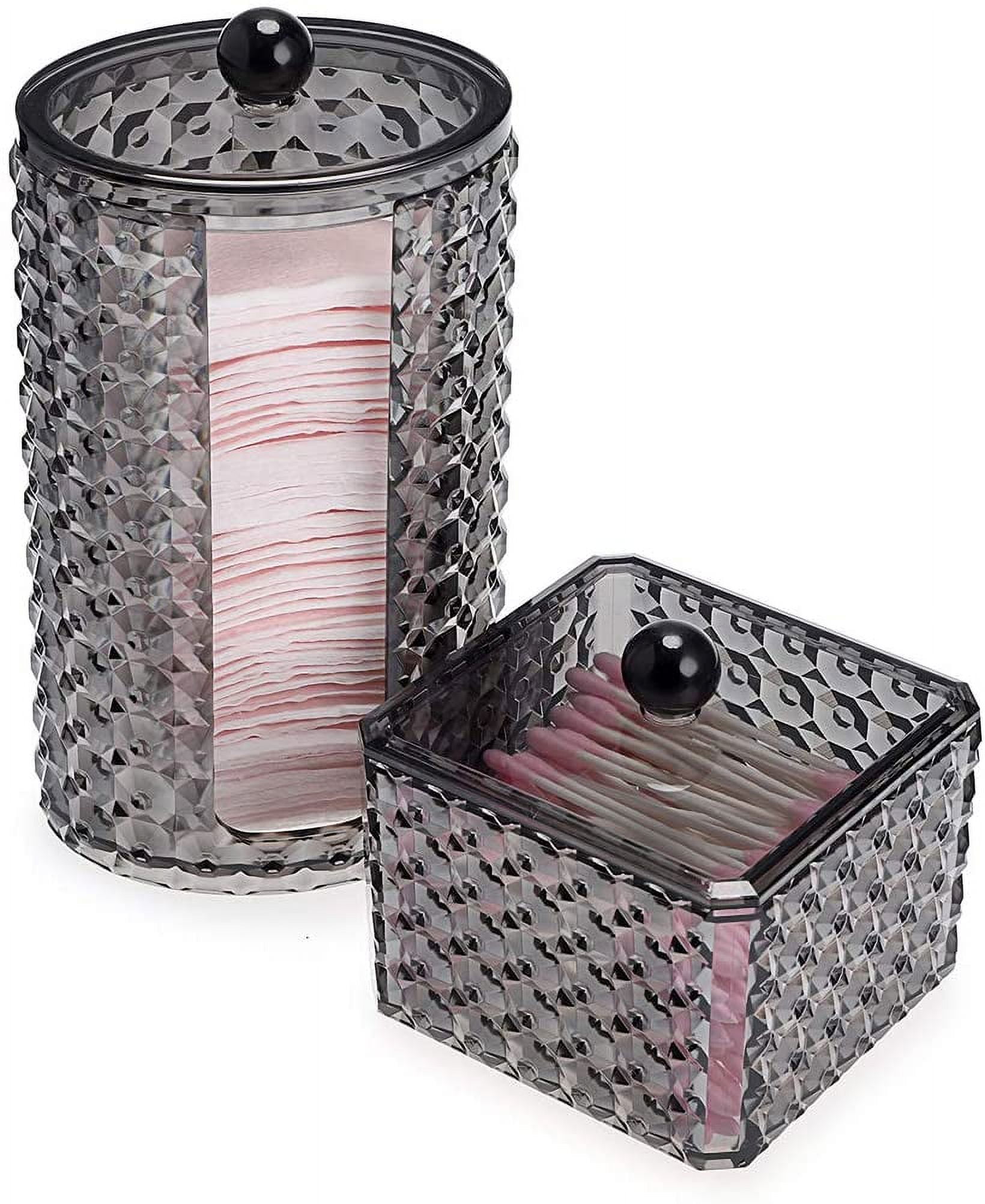 2 Packs Q-Tips Cotton Round Holder - Acrylic Cotton Swab Canister Jar ...