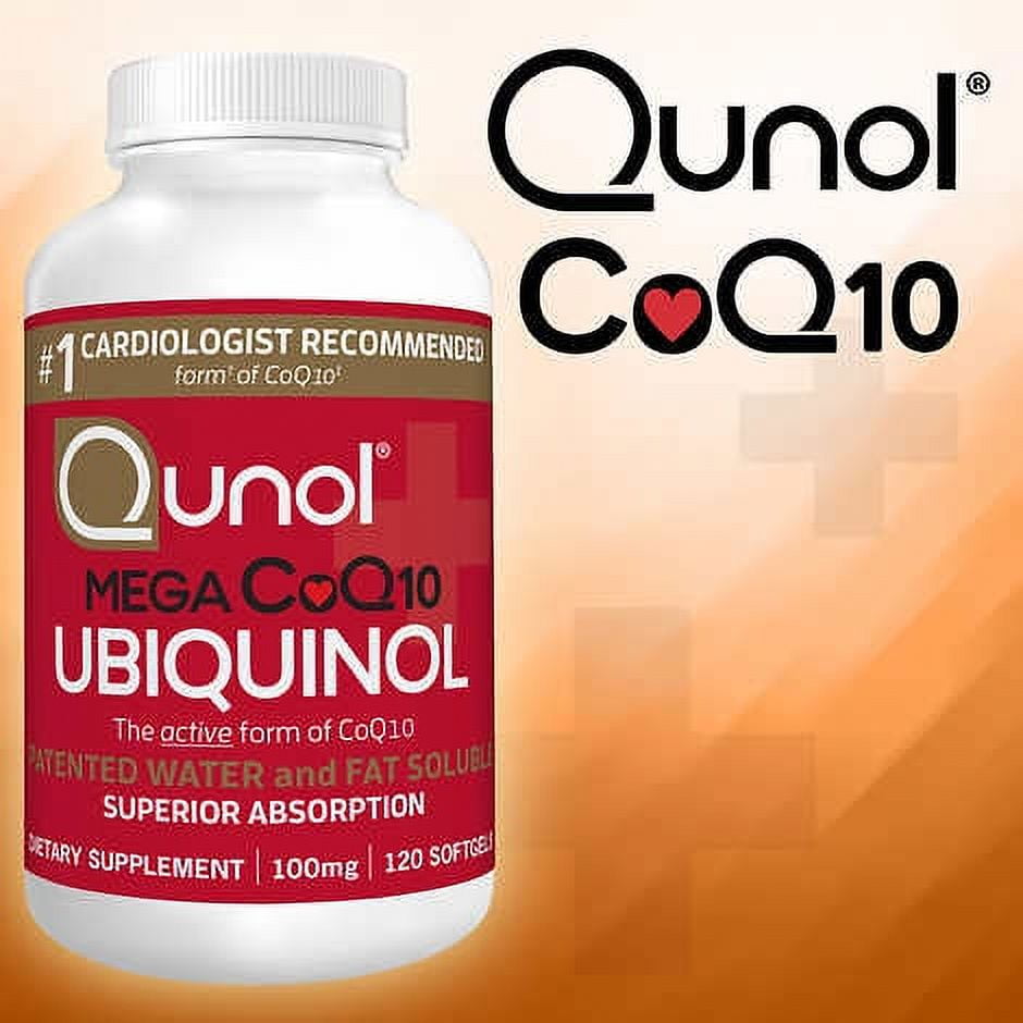 Qunol Mega CoQ10 Ubiquinol 100mg, 2 Packs of 120 Softgels | Supports Energy Production & Healthy ...