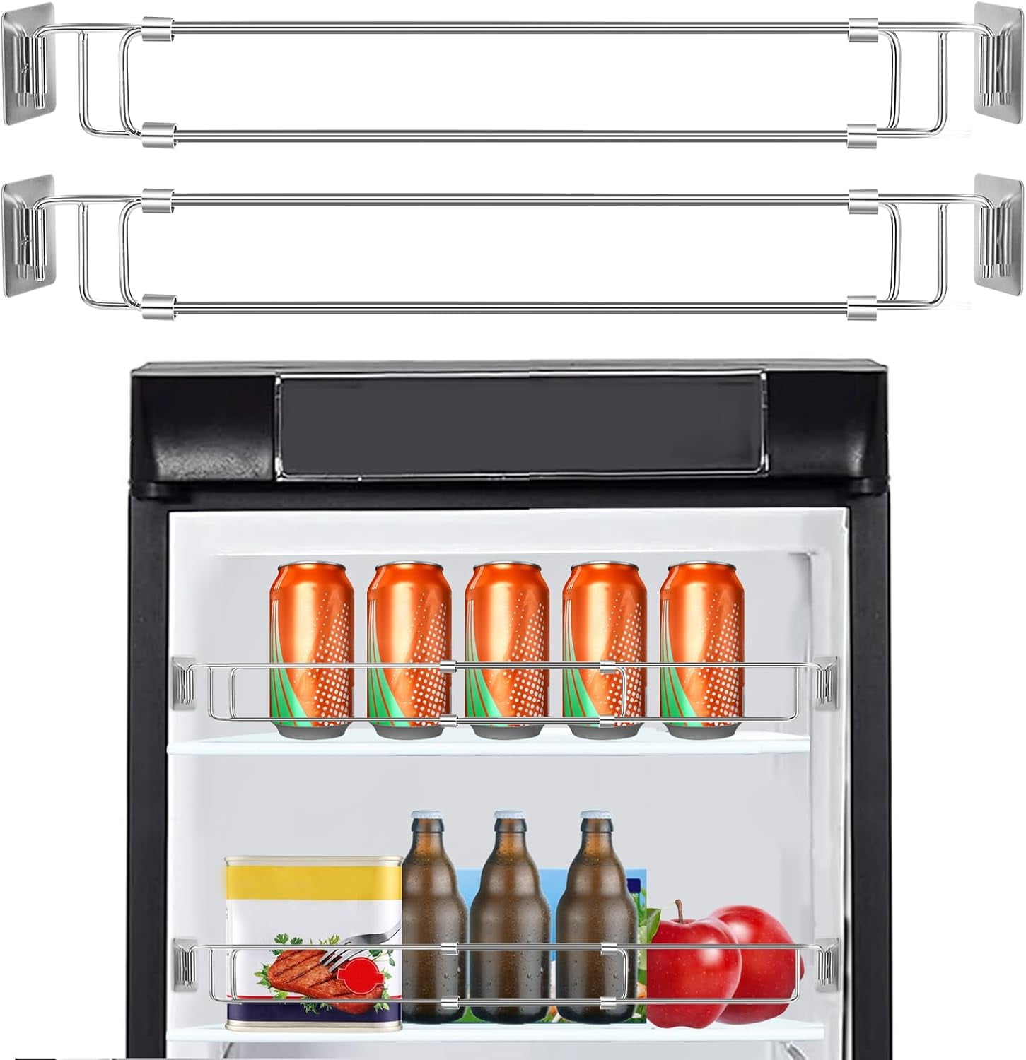 2 Packs RV Refrigerator Tension Rods - 13.8-25.6in Adjustable Stainless ...