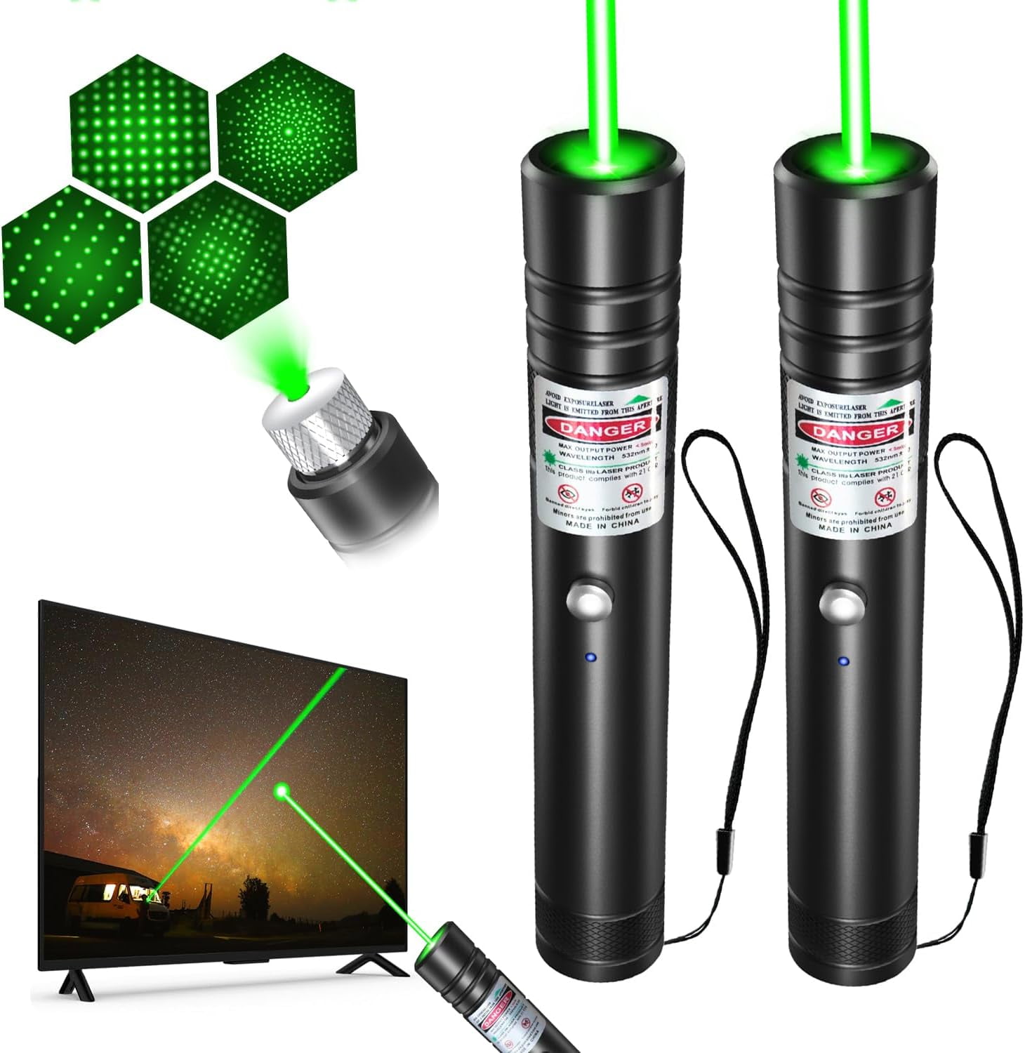 [2 Packs] Rechargeable Green Light Flashlight with Long Distance Range ...