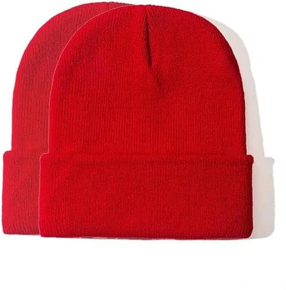 2 Packs Red Beanie,Red Beanie Women,Red Beanie Hat For Men Winter Knit ...