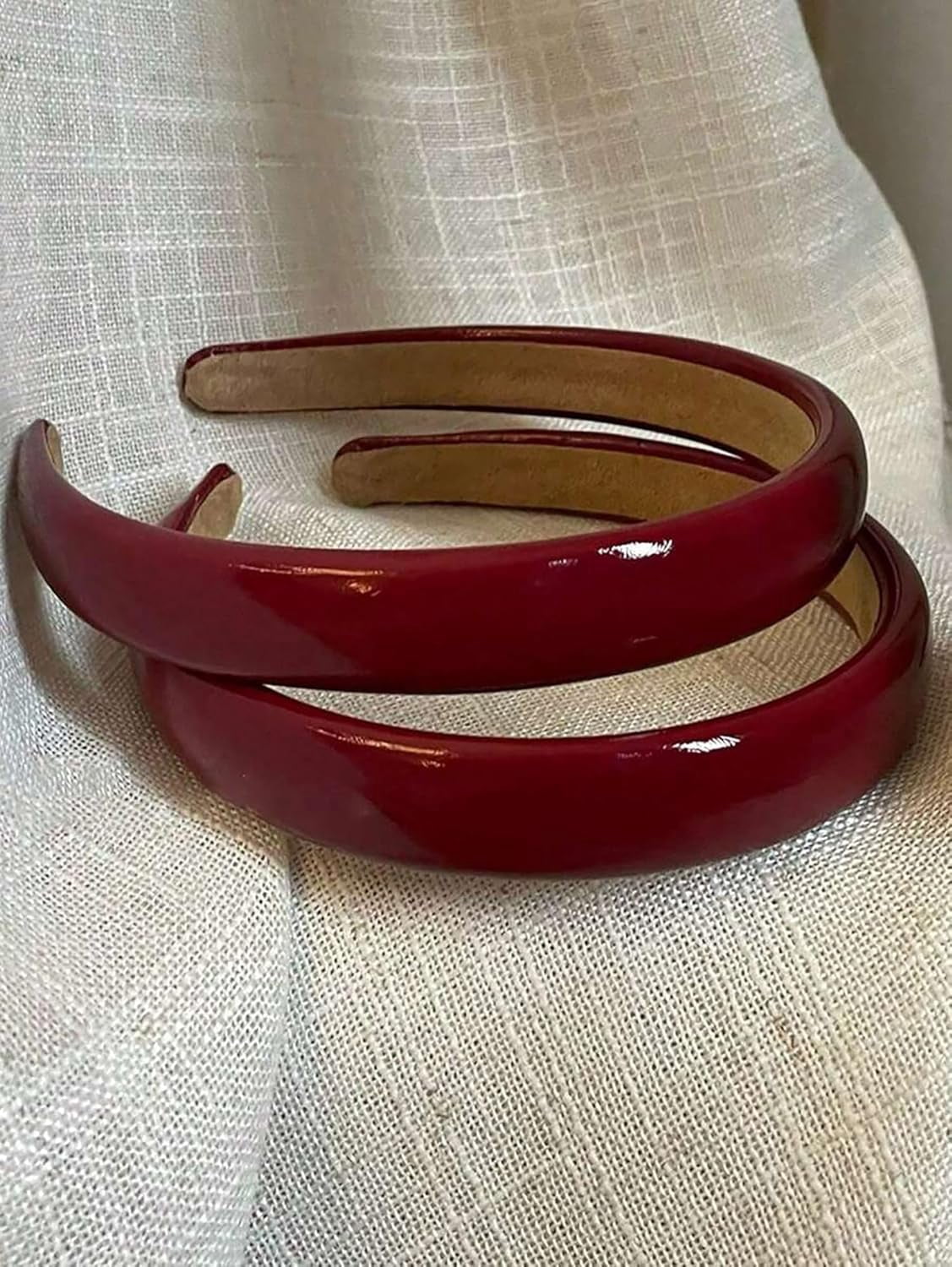 2 Packs Red Leather Headbands for Women, Patent Leather Headbands for ...
