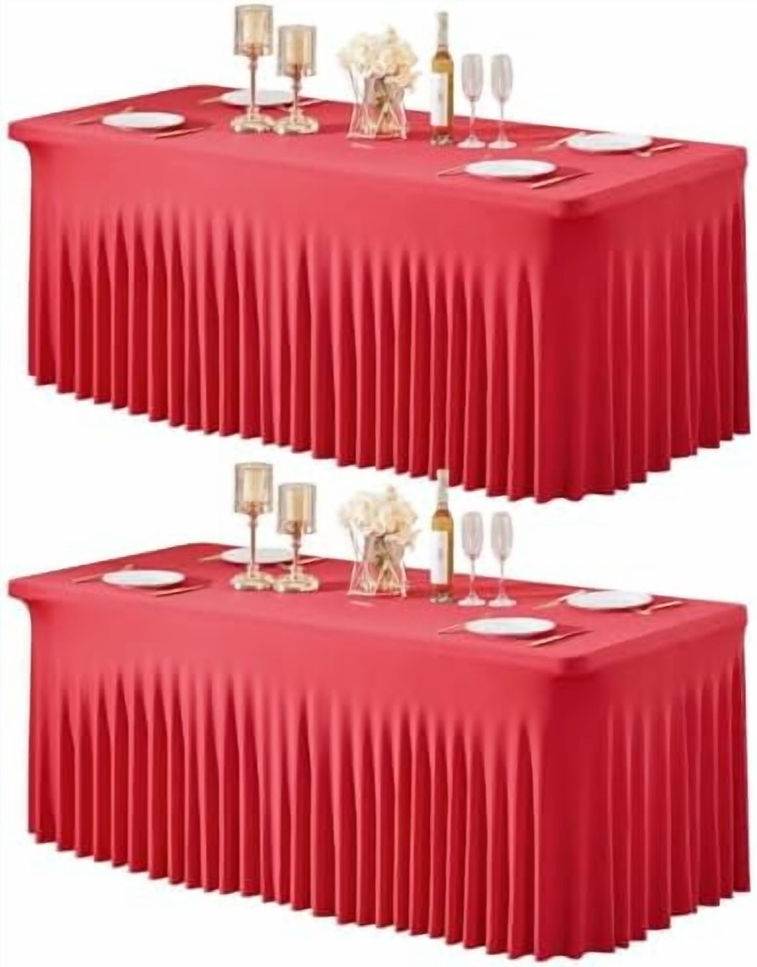 2 Packs Red Table Clothes for 4 Foot Rectangle Tables, One-Piece ...