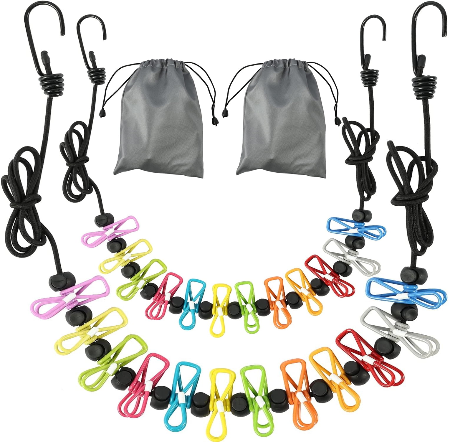 2 Packs Retractable Portable Clothesline for Travel, Clothing Line with ...