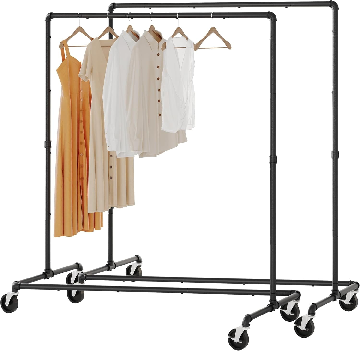 2 Packs Rolling Clothes Racks for Hanging Clothes Z Rack Hold 230LBS ...
