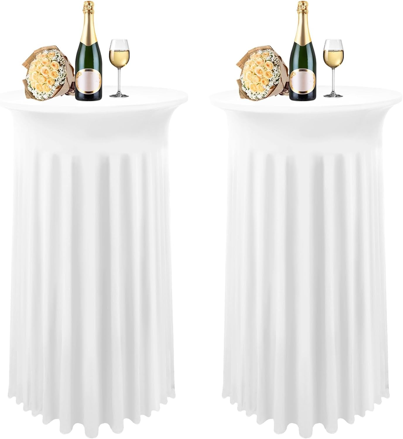 2 Packs Round Cocktail Table Skirt 32"x 43" Spandex Stretch Cocktail ...