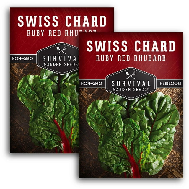2 Packs Ruby Red Rhubarb Swiss Chard Seeds - Non-GMO Heirloom Full Sun ...