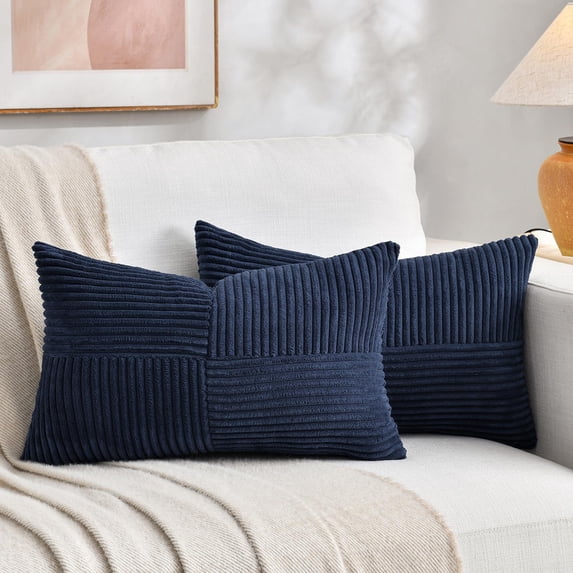2 Packs Sage Green Lumbar Pillow Covers 12x20 Inch Soft Striped ...
